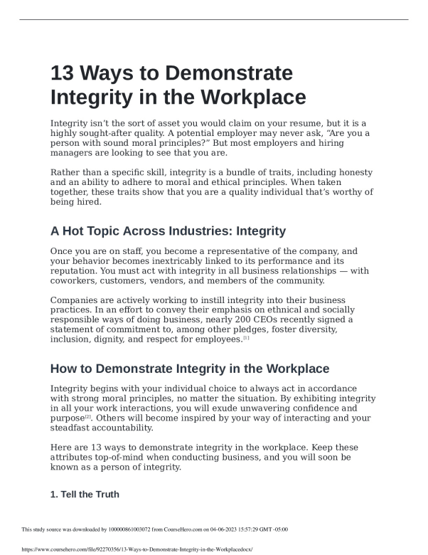 13 Ways to Demonstrate Integrity in the Workplace. Christ College Of ... 13 Ways to Demonstrate Integrity in the Workplace. Christ College Of ...