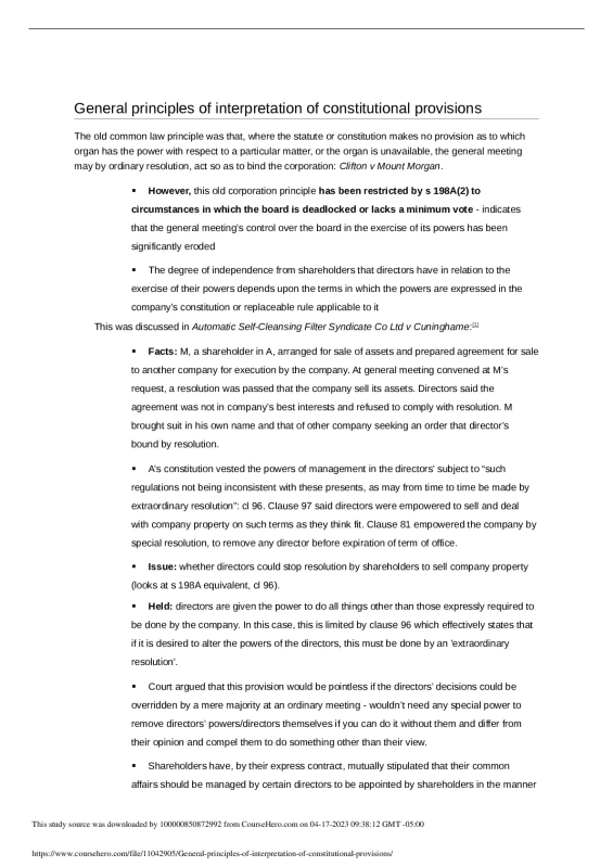 General principles of interpretation of constitutional provisions