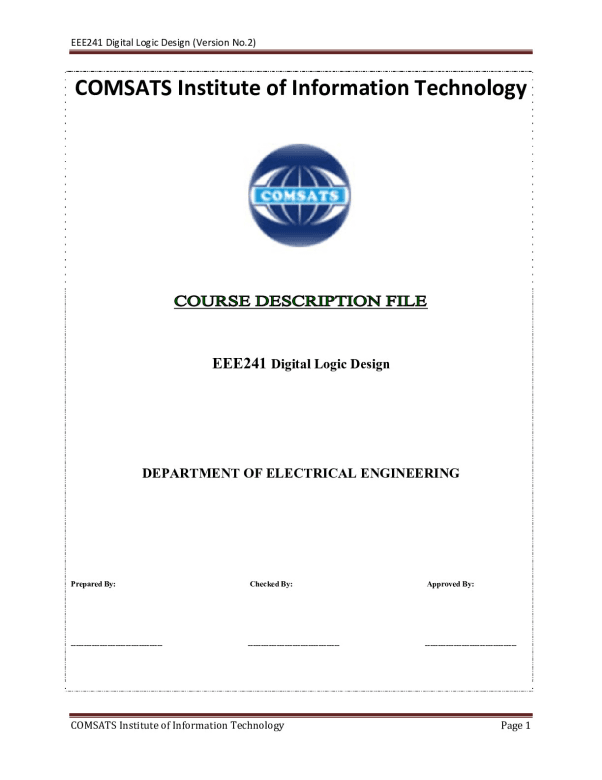 HUMANITIES 101 Digital Logic Design course outline.