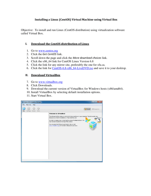 Installing a Linux (CentOS) Virtual Machine using Virtual Box