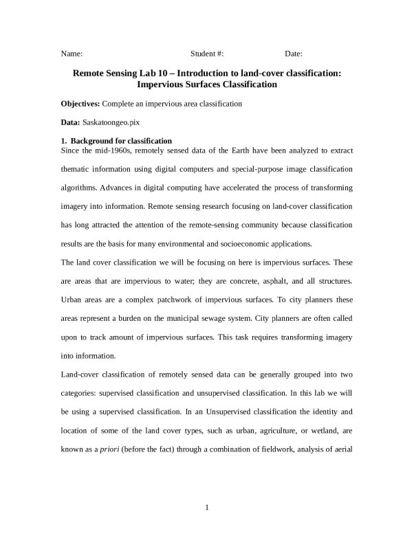 Remote Sensing Lab 10 – Introduction to land-cover classification: Impervious Surfaces ...