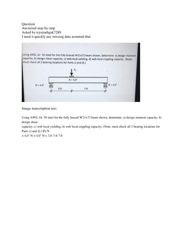 Using A992, Gr. 50 steel for the fully braced W21x73 beam shown ...