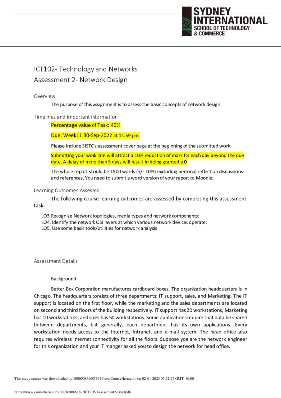ICT102 Assessment2 Brief. Victor Valley College CIS MISC