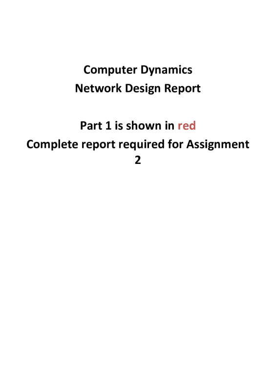 Sample report Assignment 2 Network Design Garrison School System (GSS)