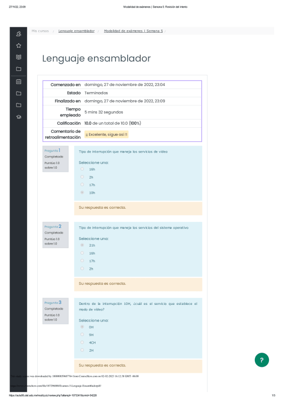 Examen 5 Lenguaje Ensamblador. Universidad UTEL LE 123