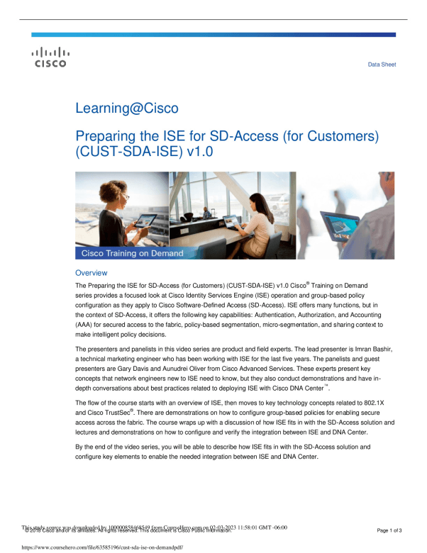 cust-sda-ise-on-demand. Cisco Learning Center CISCO V3