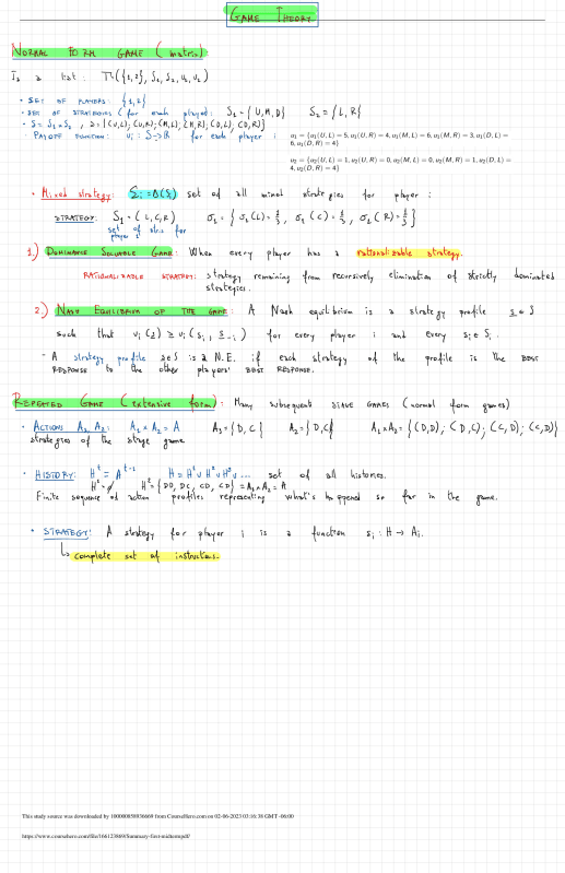 GAME THEORY NORMAL FORM GAME ( matrix )