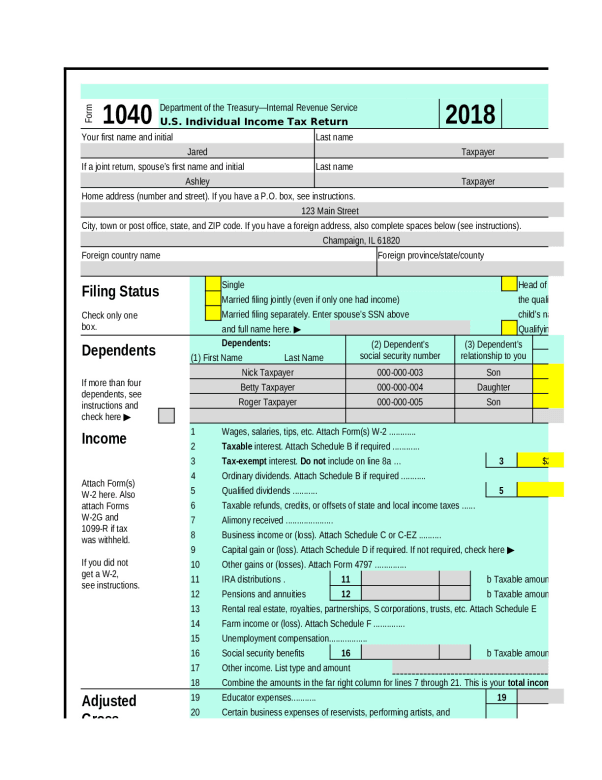 Module 8 Comprehensive Tax Return Project Sheet