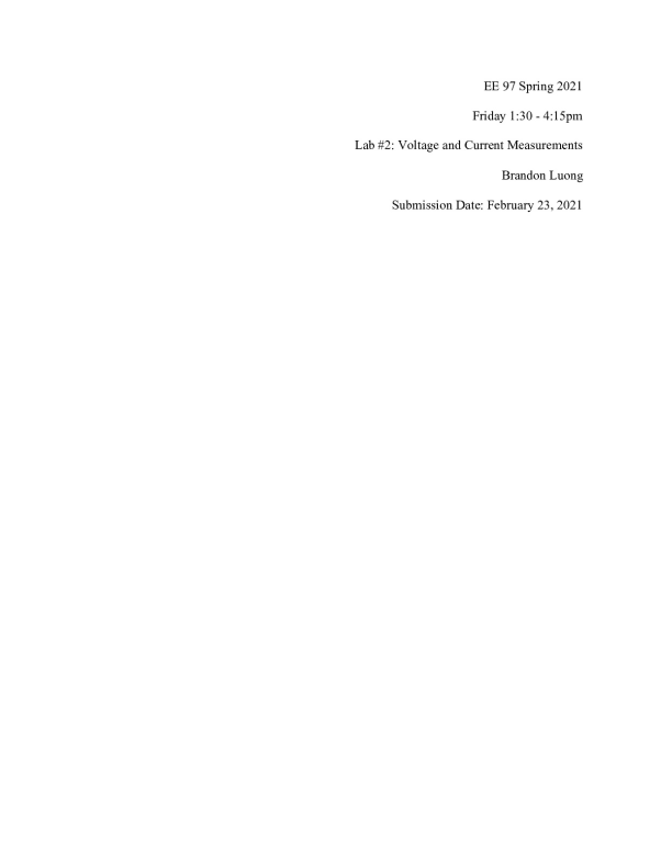 Lab #2_ Voltage and Current Measurements Brandon Luong. San Jose State ...