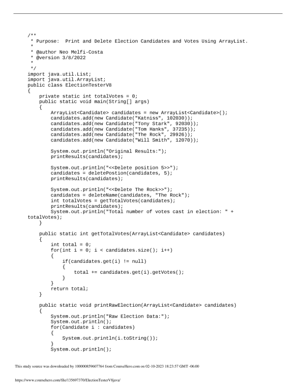 ElectionTesterV8.java FLVS APCSA 111