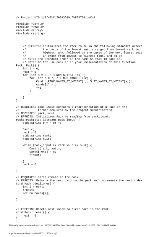 Pack.cpp University of Michigan EECS 280