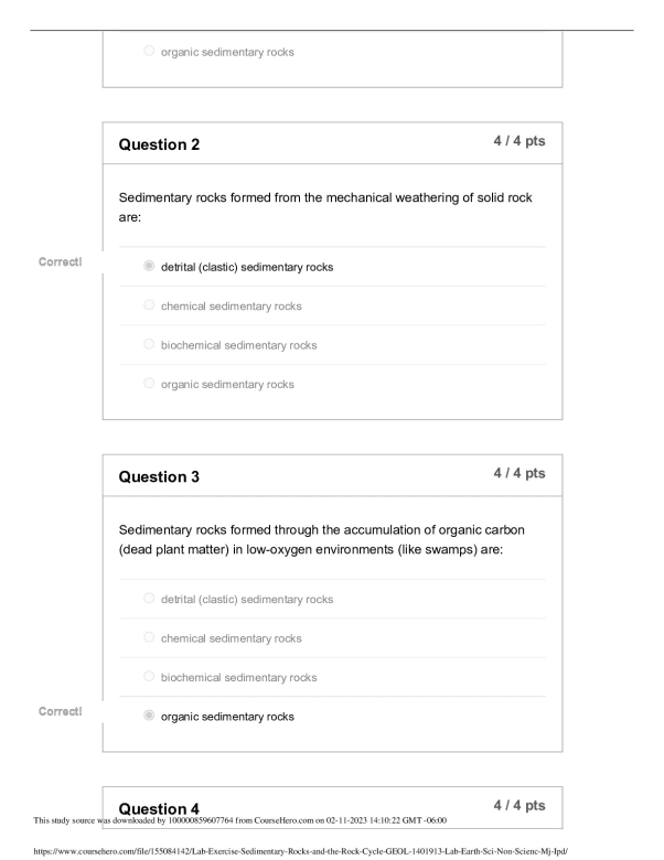 Lab Exercise_ Sedimentary Rocks and the Rock Cycle_ GEOL-1401.913_ Lab ... Lab Exercise_ Sedimentary Rocks and the Rock Cycle_ GEOL-1401.913_ Lab ...
