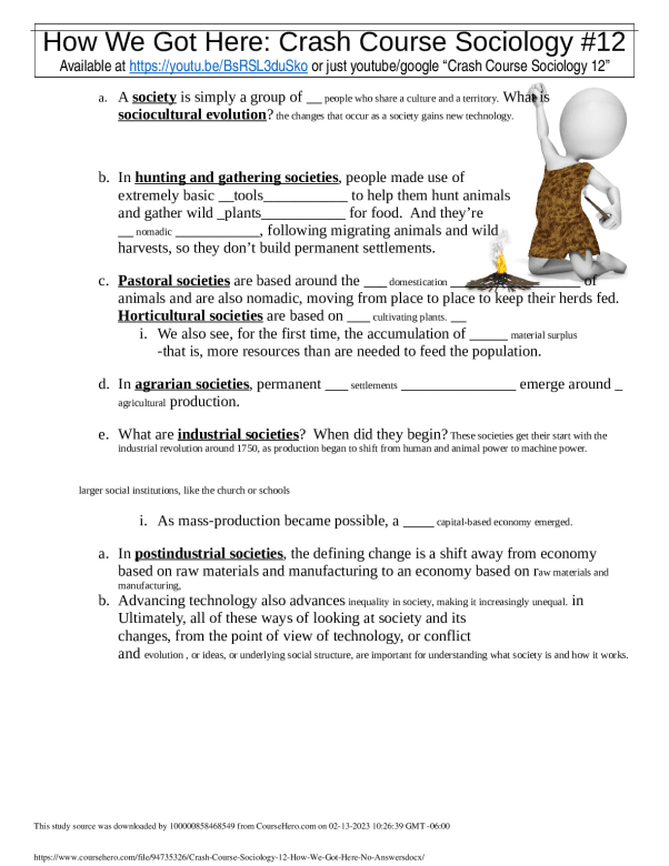 Crash Course Sociology 12 How We Got Here (No Answers)Pebble Hills High ...