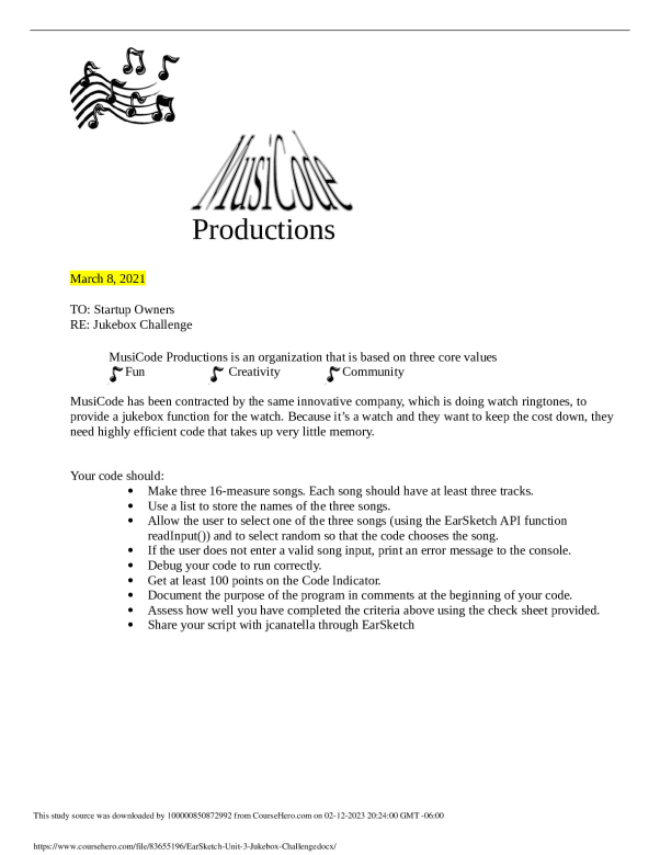 EarSketch Unit 3 Jukebox Challenge No School AA 1