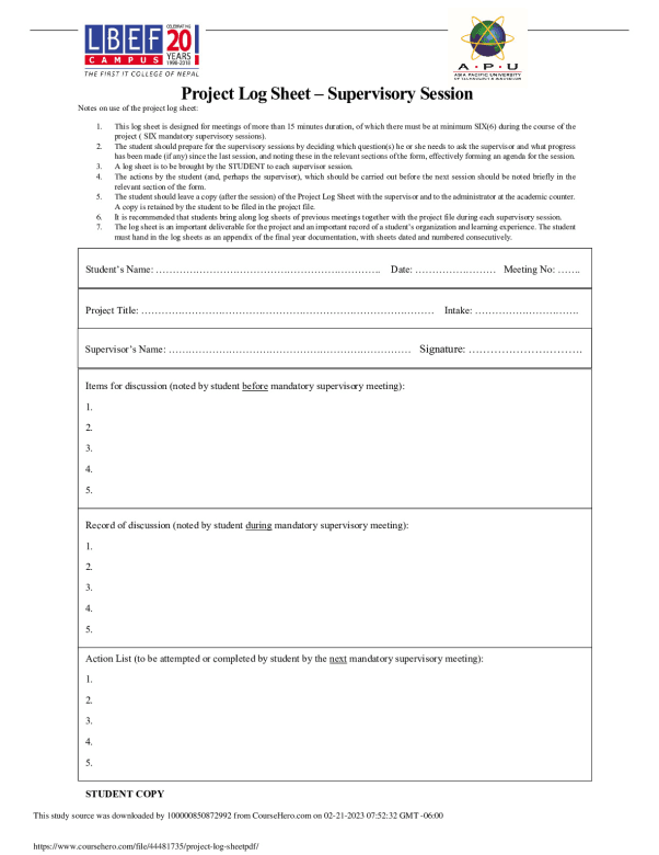 project_log_sheet Shree Hanuman Vyayam Prasarak Mandal College of ...