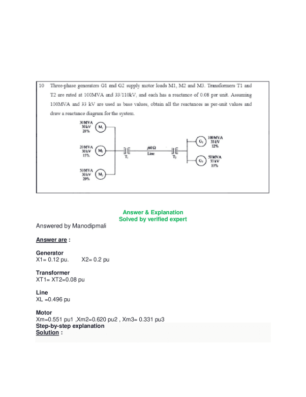 Engineering & Technology Electrical Engineering 10 Three-phase generators G1 and G2 supply motor ...