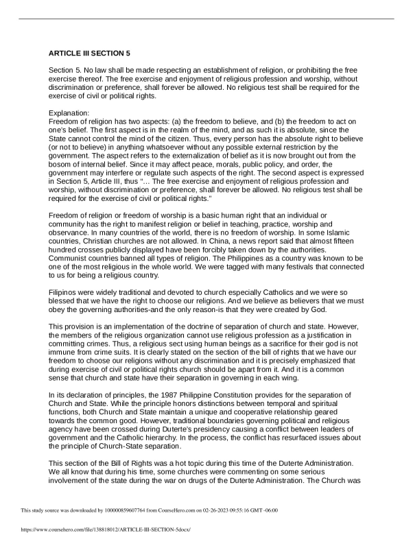 ARTICLE III SECTION 5. Caraga State University - Cabadbaran TEACHER ED 156