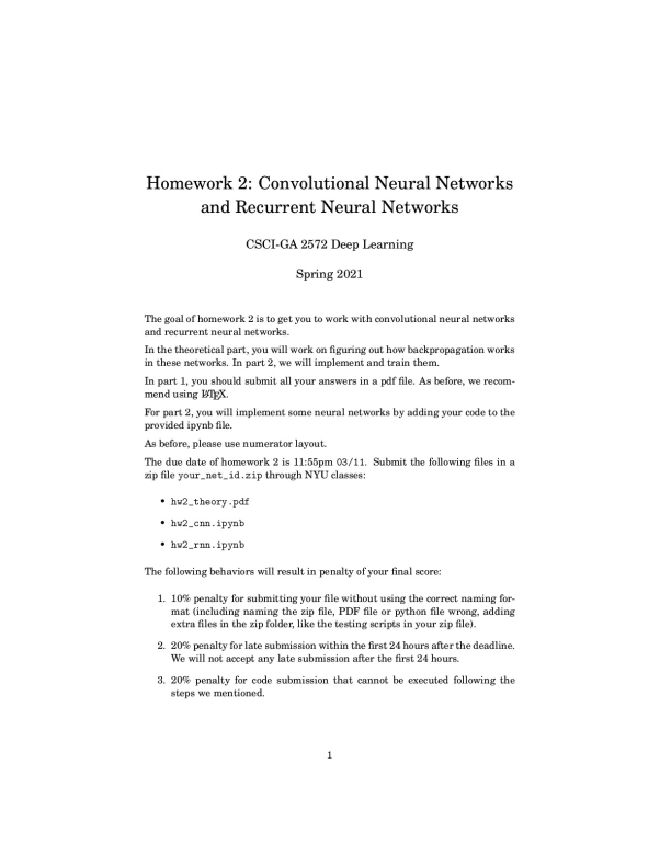 CSCI-GA 2572 Homework 2: Convolutional Neural Network sand Recurrent Neural Network s CSCI-GA ...