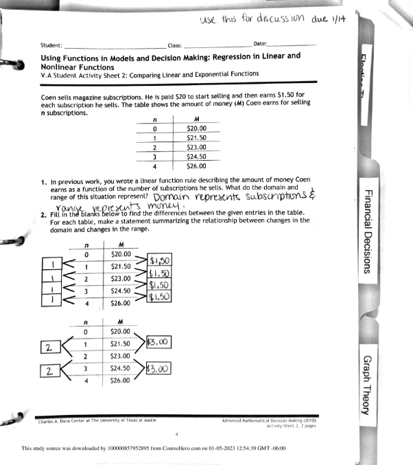 Comparing Linear and Exponential Functions West Forsyth High School ...