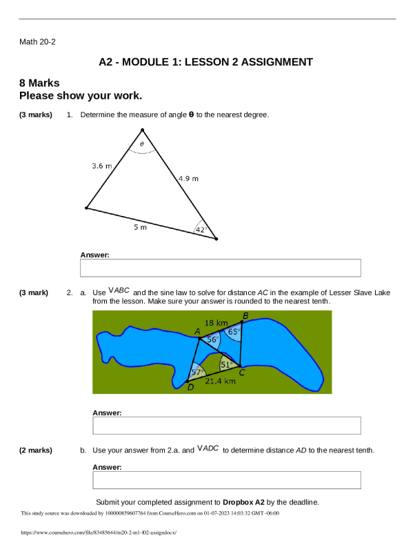 A2 - MODULE 1: LESSON 2 ASSIGNMENT