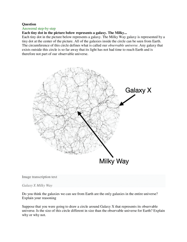 University of Wisconsin, Milwaukee ASTRON ASTRON 103 Each tiny dot in the picture below ...