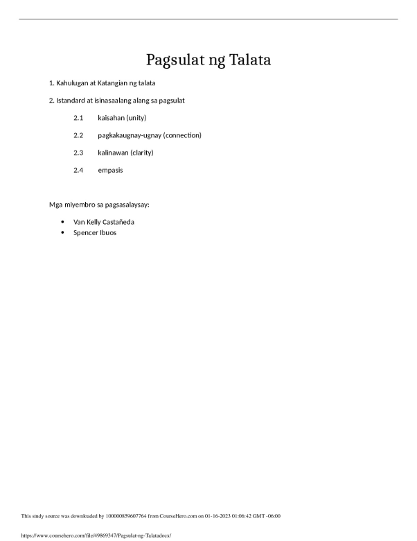 Pagsulat ng Talata. Mariano Marcos State University CTE FIL1