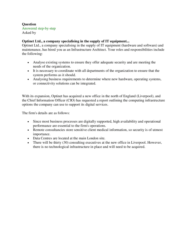 Optinet Ltd., a company specialising in the supply of IT equipment...