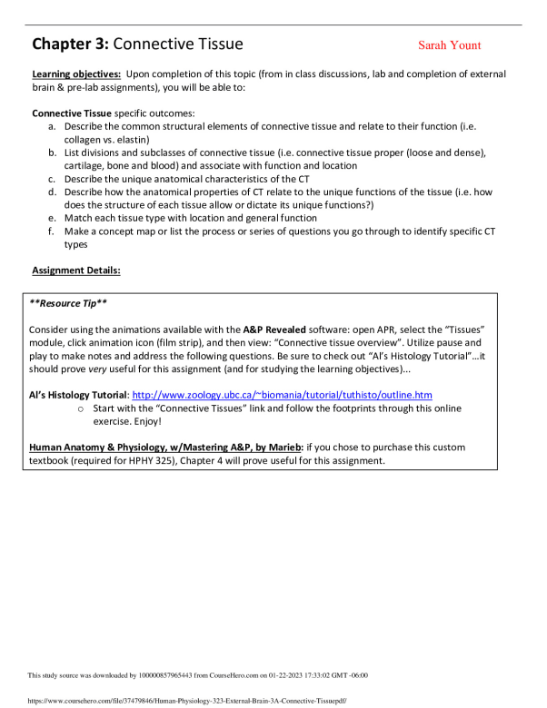 Human Physiology 323_External Brain #3A Connective Tissue. University ...