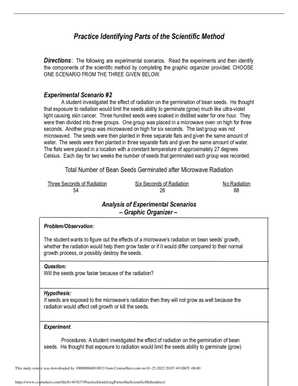 Practice Identifying Parts of the Scientific Method> SCIENCE 291