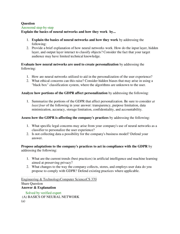 Southern New Hampshire University CS CS 370 Explain the basics of ...