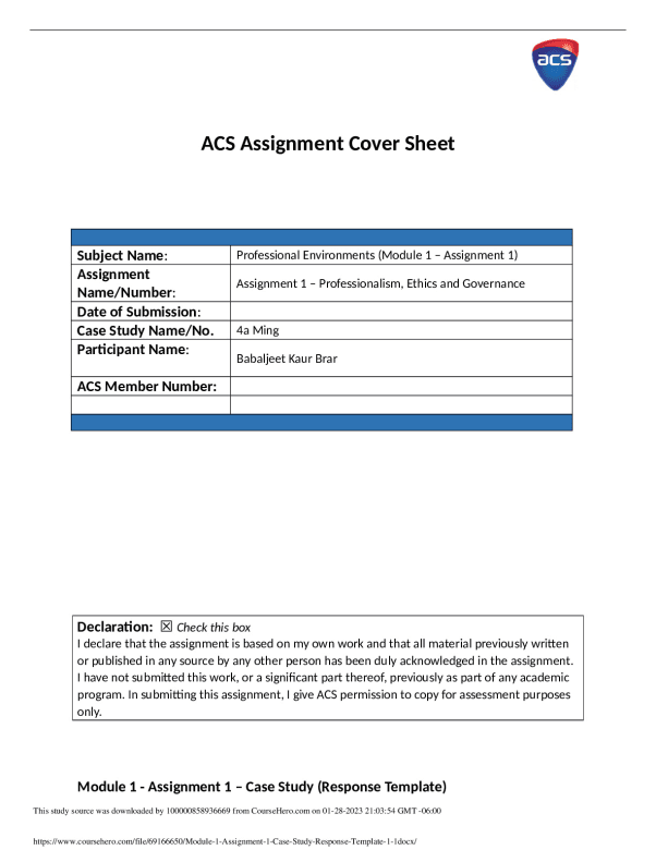 Module 1 - Assignment 1 - Case Study (Response Template) D.B.M.S ...