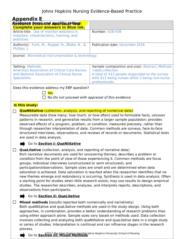 Module 4_Funk_Appendix E_Research Appraisal Worksheet to complete