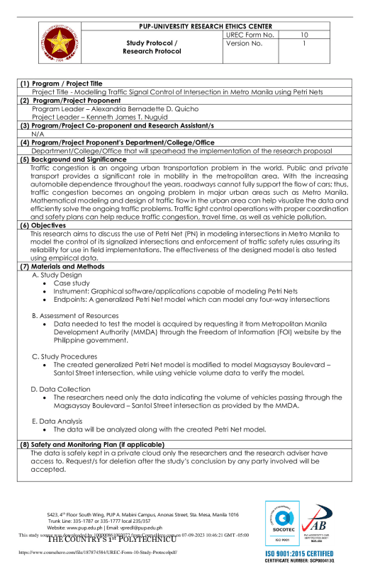 UREC-Form-10-Study-Protocol. Polytechnic University of the Philippines ...