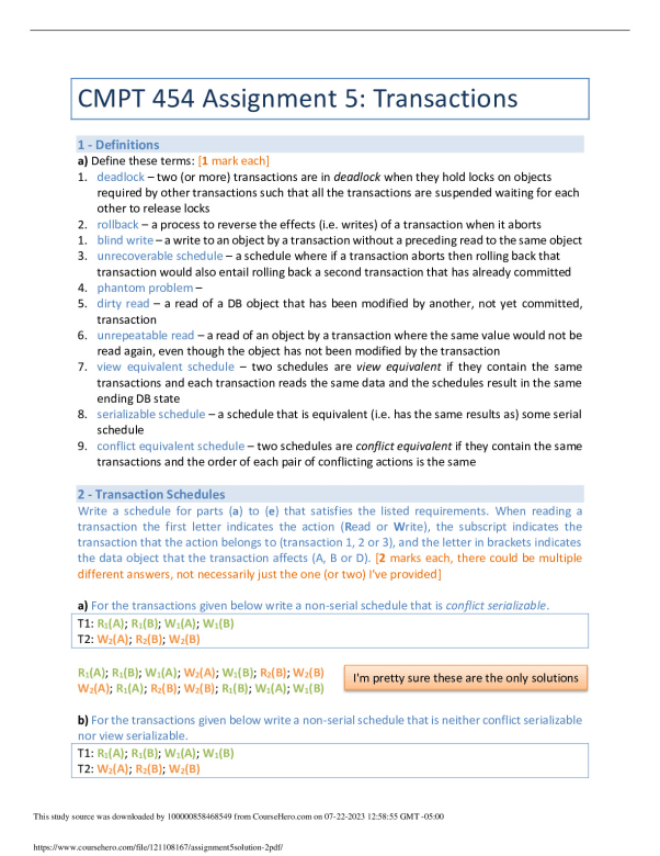 CMPT 454 Assignment 5: Transactions