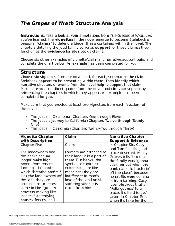 The Grapes of Wrath Structure Analysis