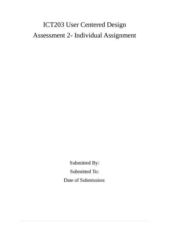 ICT203 User Centered Design Assessment 2- Individual Assignment