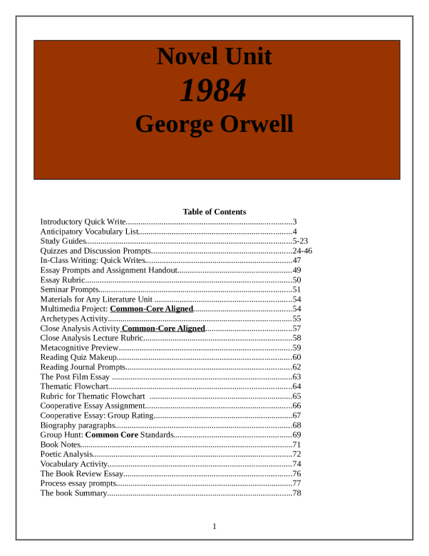 1984lessonplansNineteenEightyFourNovelUnit78pages-1. Boca Raton ...