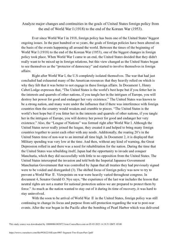 Exam_ 09.07 Segment Two Exam Part 2. Florida Virtual School APUSH 101