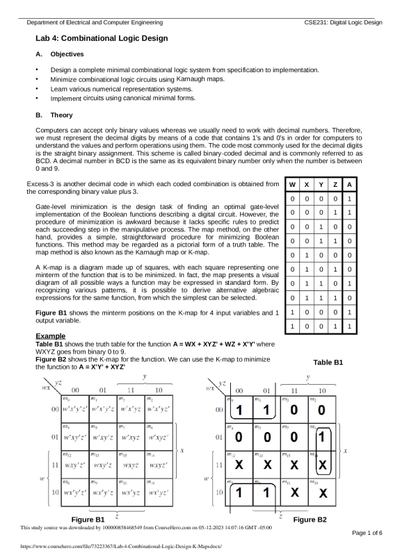 Lab 4 Combinational Logic Design (K Maps). North South University CSE 231