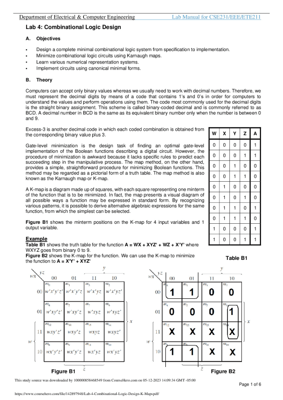Lab 4 Combinational Logic Design (K Maps).