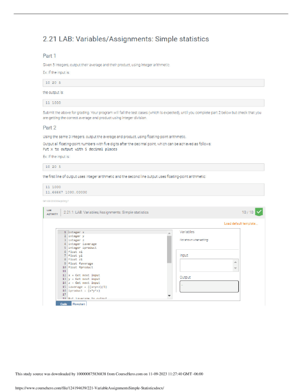 2.21 VariableAssignmentsSimple Statistics