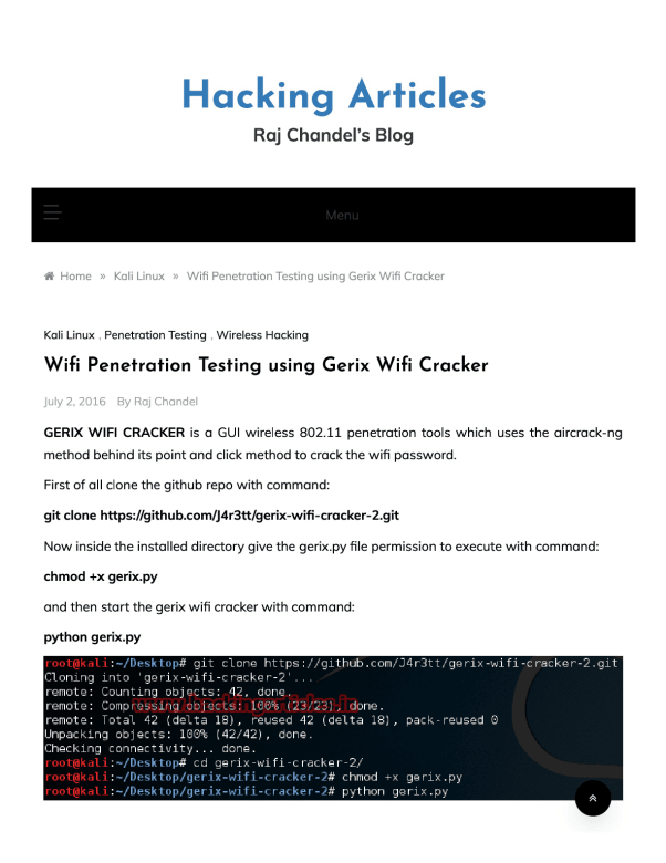 Wifi Penetration Testing using Gerix Wifi Cracker - Hacking Articles ...