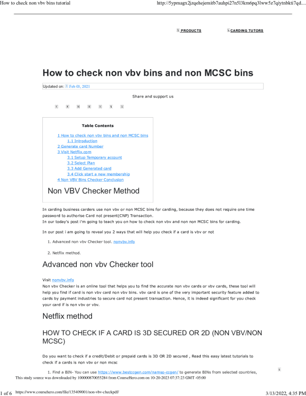 How to check non vbv bins and non MCSC bins