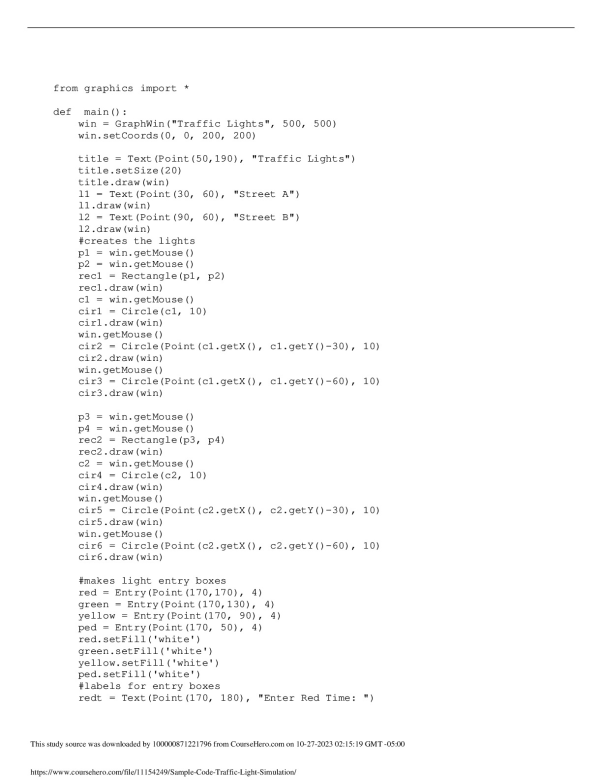 Sample Code - Traffic Light Simulation