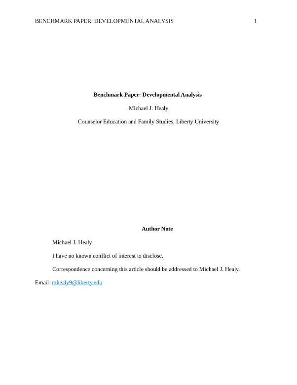 COUC 502 _Benchmark Paper- Developmental Analysis
