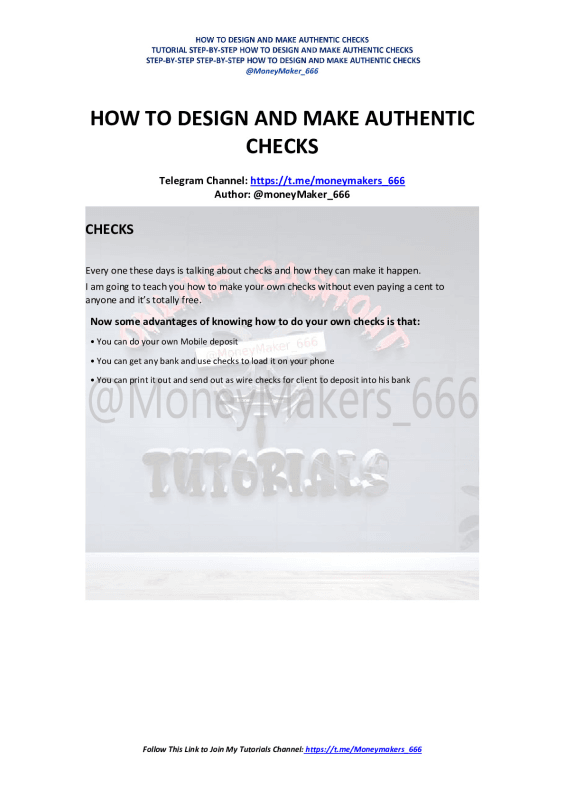 HOW TO DESIGN AND MAKE AUTHENTIC CHECKS.