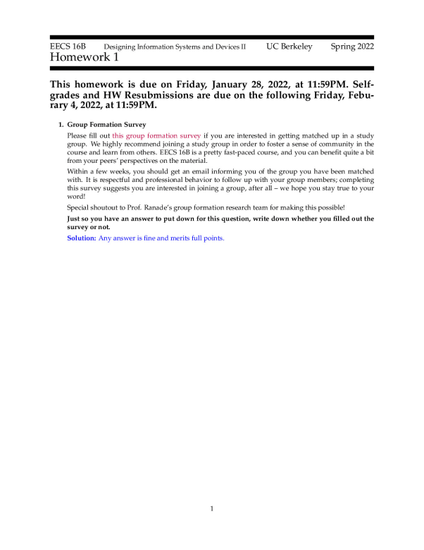 EECS 16B Designing Information Systems and Devices II UC Berkeley Spring 2022 Homework 1
