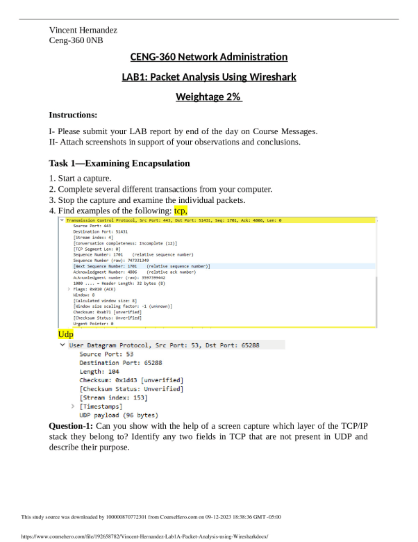 Vincent_Hernandez _Lab1A_Packet Analysis using Wireshark