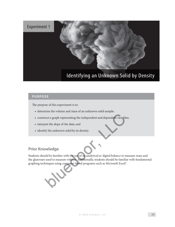 IDENTIFYING AN UNKNOWN SOLID BY ITS DENSITY-EXP 1 COPYRIGHT Montgomery College CHEM 131L