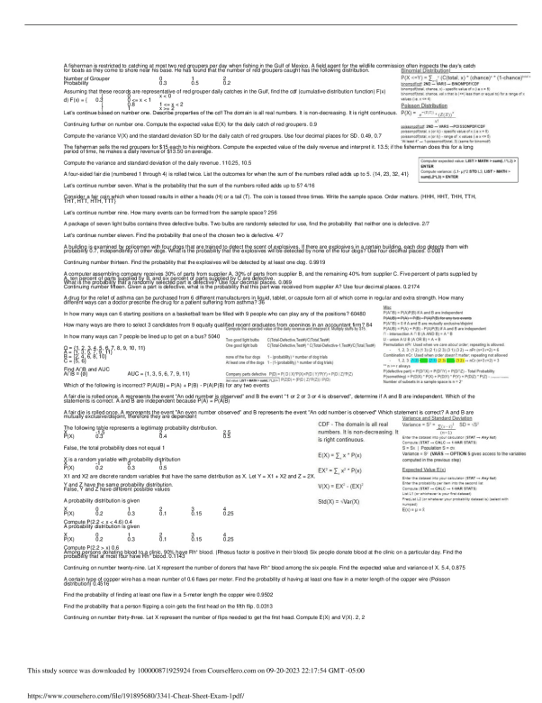 3341_Cheat_Sheet_Exam_1 University of Texas, Dallas CS 3341